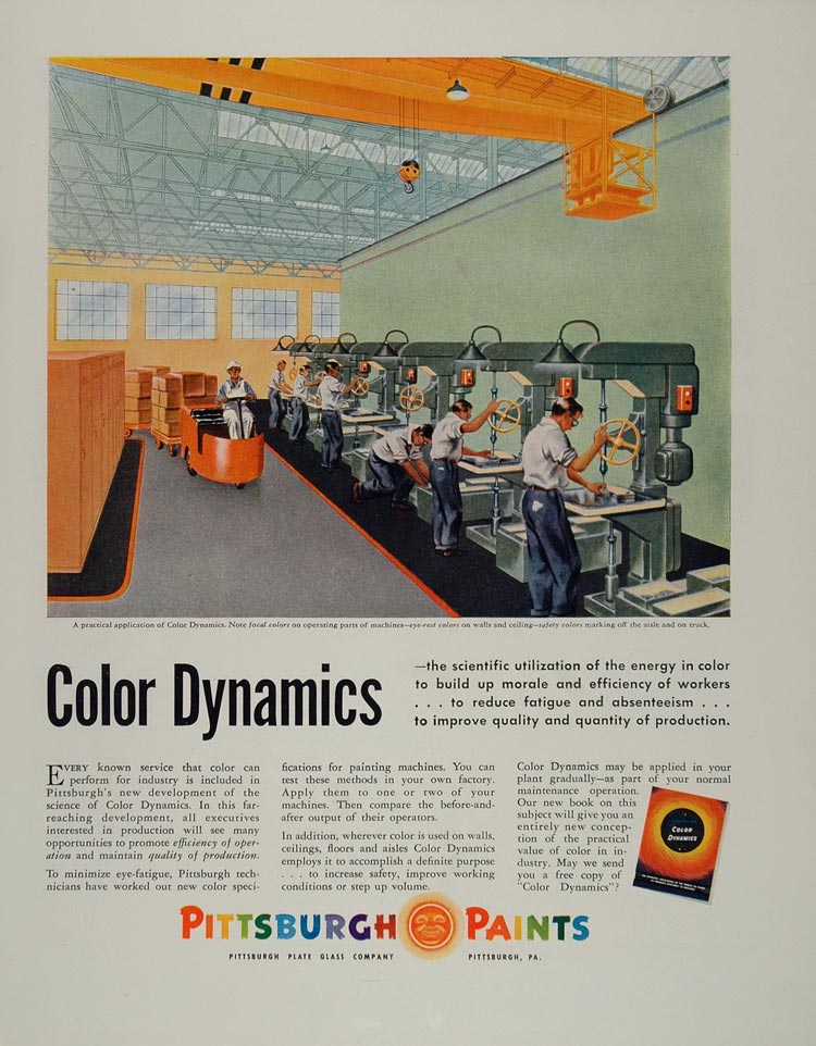 1943 Ad Pittsburgh Paints Color Dynamics Factory Plant - ORIGINAL FT2 ...
