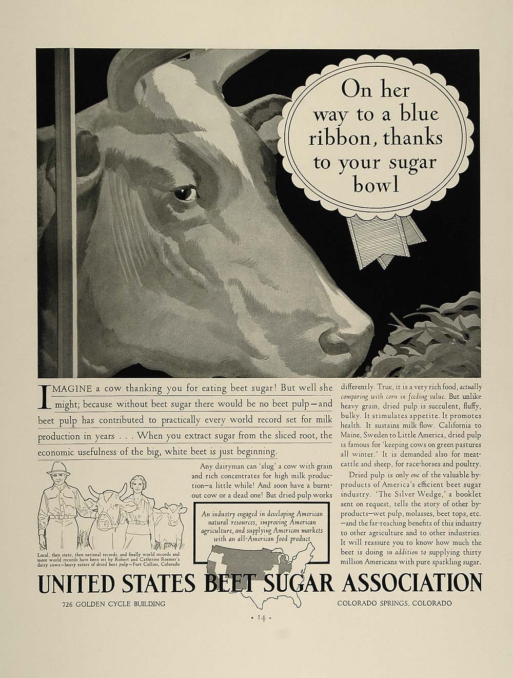 1936 Ad U. S. Beet Sugar Association Milk Cow Feed - ORIGINAL ADVERTIS ...