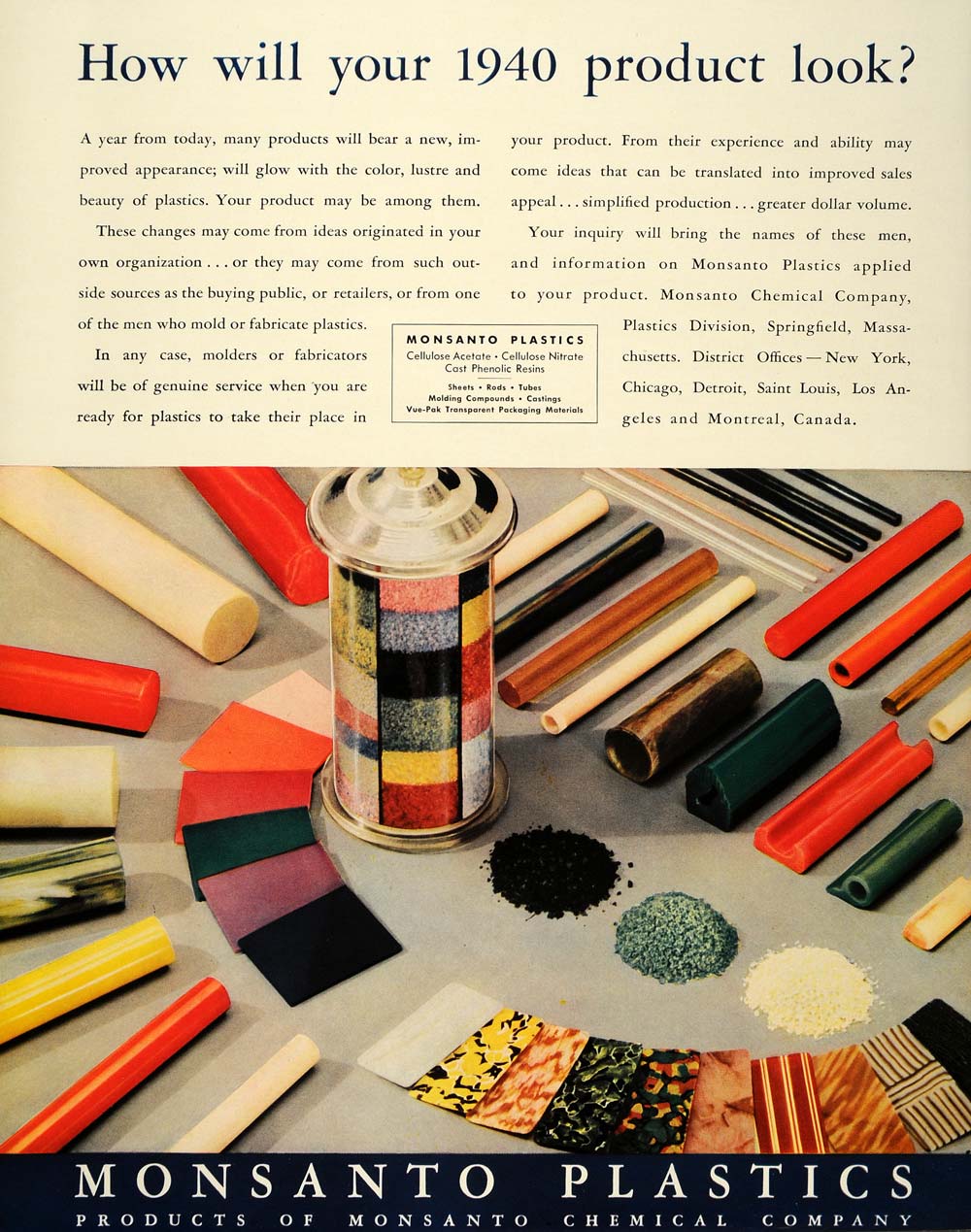 1939 Ad Monsanto Chemical Plastics Color Cellulose - ORIGINAL ADVERTIS ...