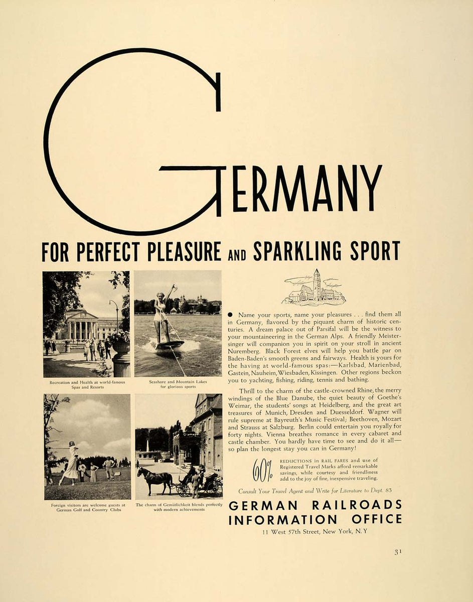 1939 Ad Germany Travel German Railroads Golf Spas - ORIGINAL ADVERTISI ...