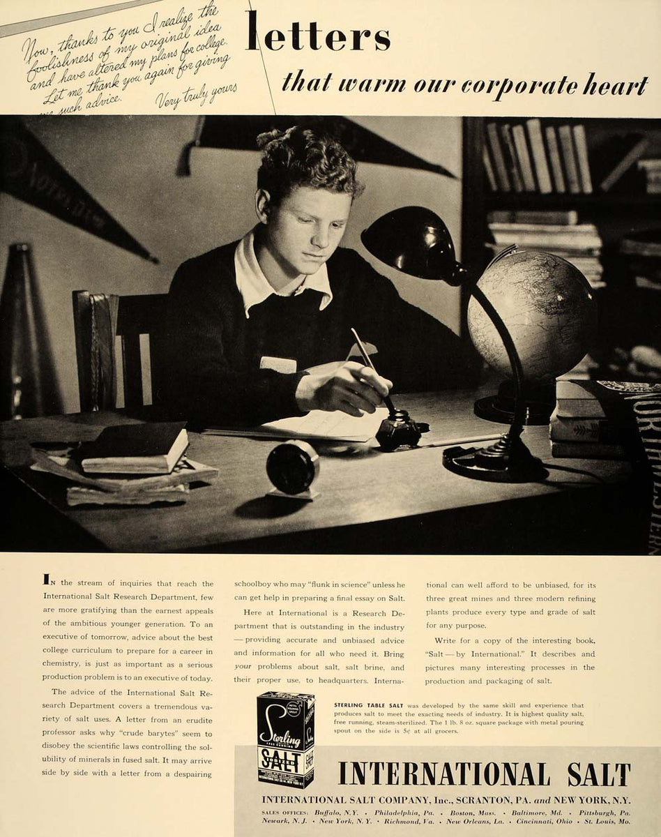 1939 Ad International Salt Company Student Letter Desk - ORIGINAL FT6 ...