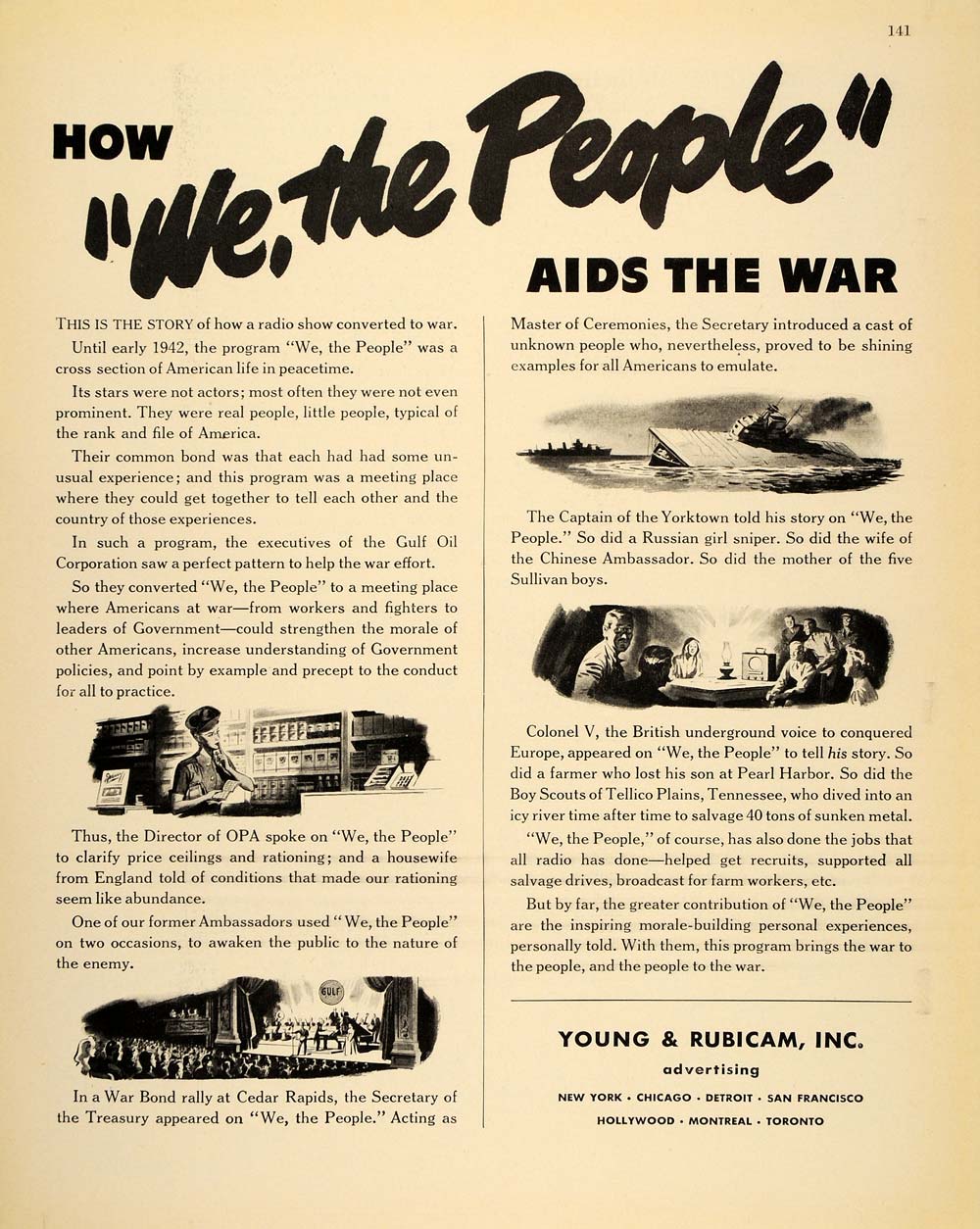 1943 Ad Young & Rubicam We the People Radio Program WW2 - ORIGINAL FT6 ...
