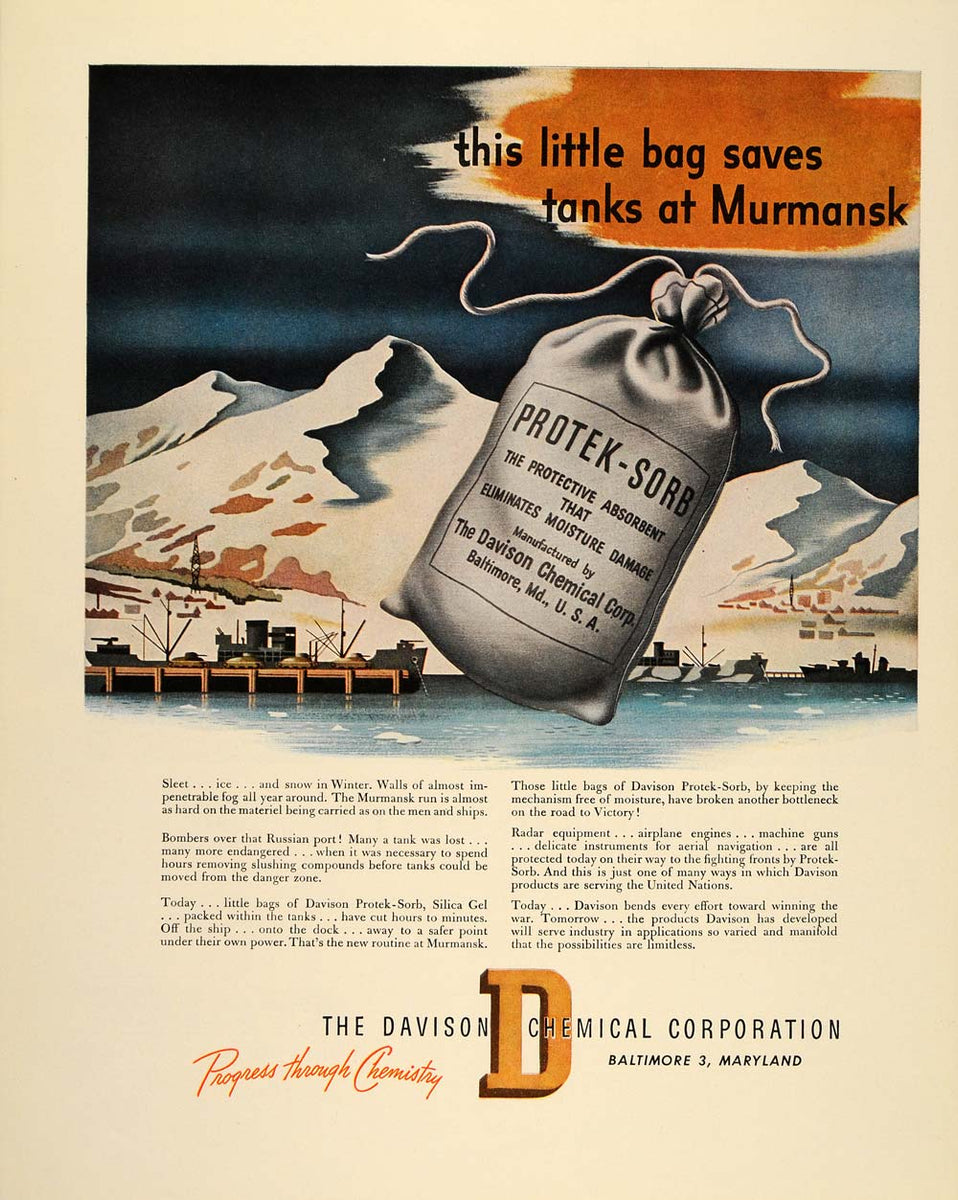 1943 Ad WWII Protek-Sorb Silica Gel Murmansk Russia WW2 Wartime FT6 ...