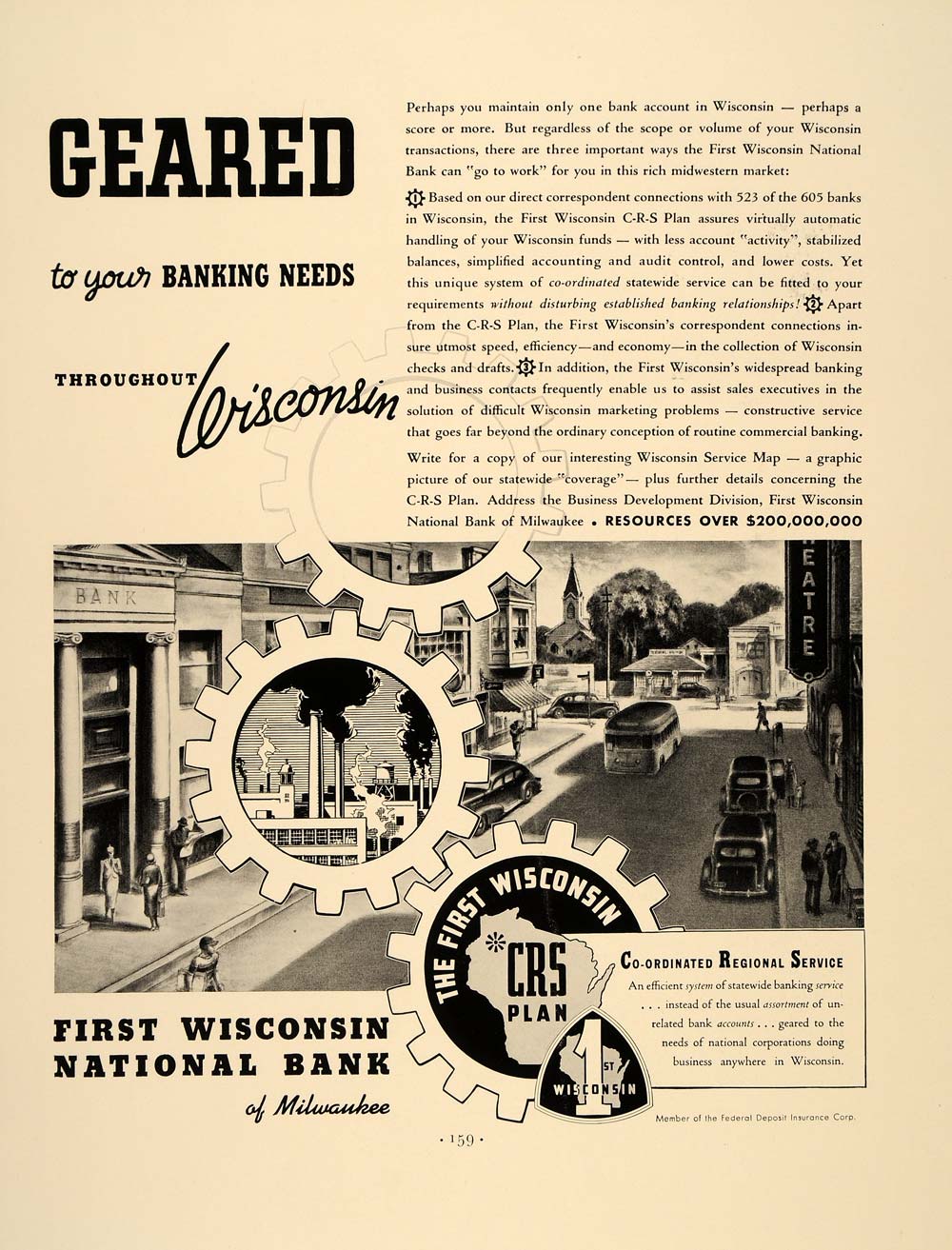 1938 Ad First Wisconsin National Bank Milwaukee CRS - ORIGINAL ADVERTI ...