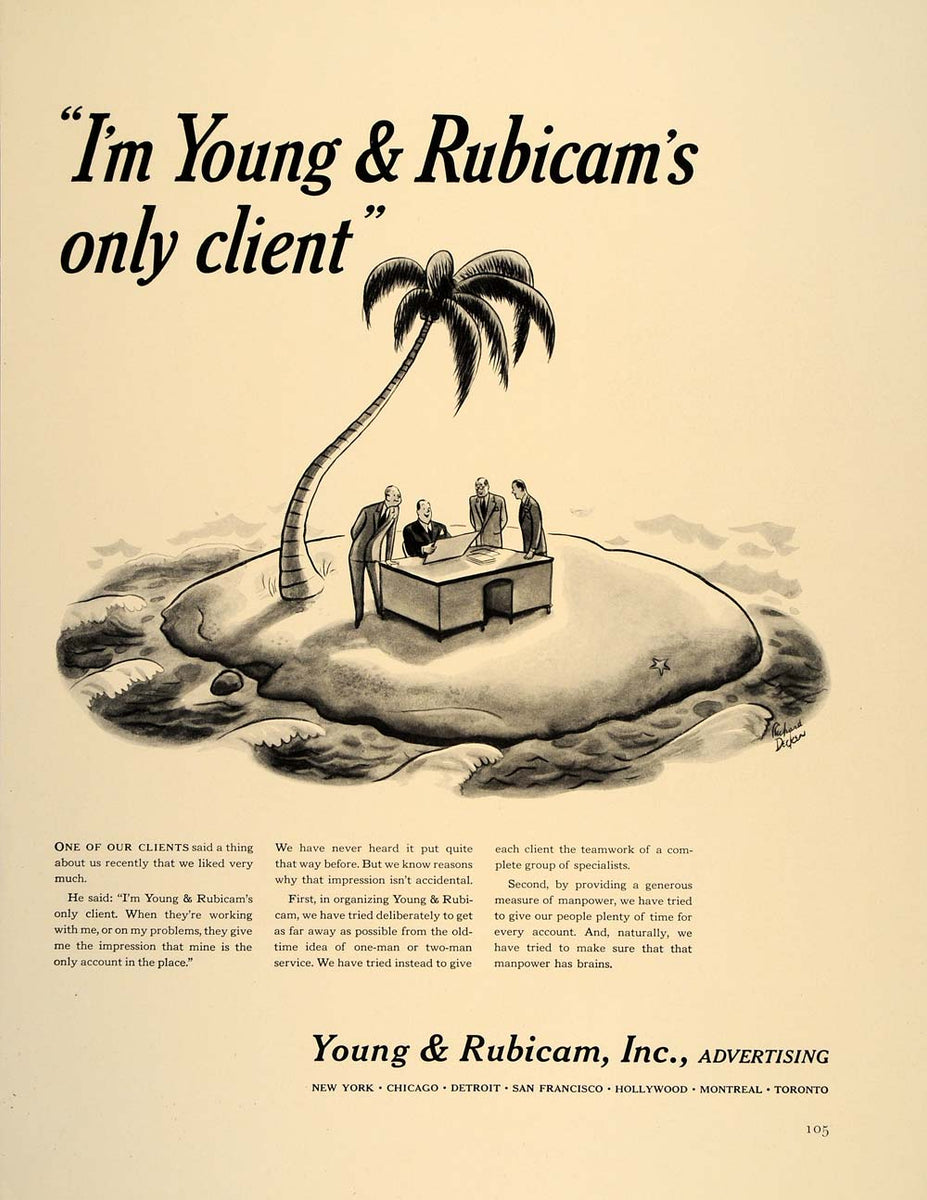 1941 Ad Young & Rubicam Advertising Desert Island Palm - ORIGINAL FT8 ...