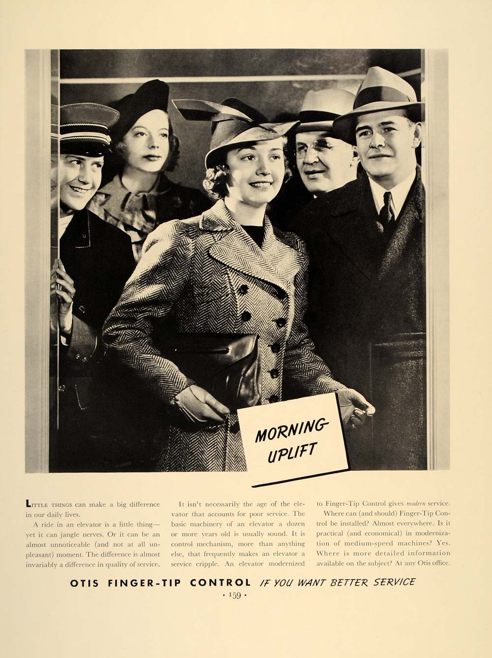 1937 Ad Otis Elevator Finger-Tip Control Riders People - ORIGINAL FT8 ...