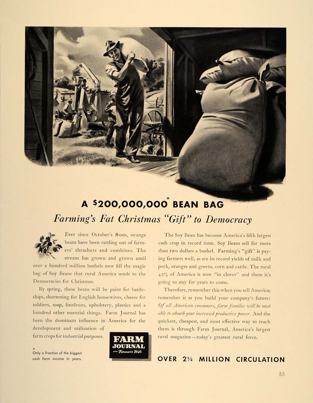 1941 Ad Farm Journal Magazine Soybean Crop WWII Farmer - ORIGINAL FT8 ...