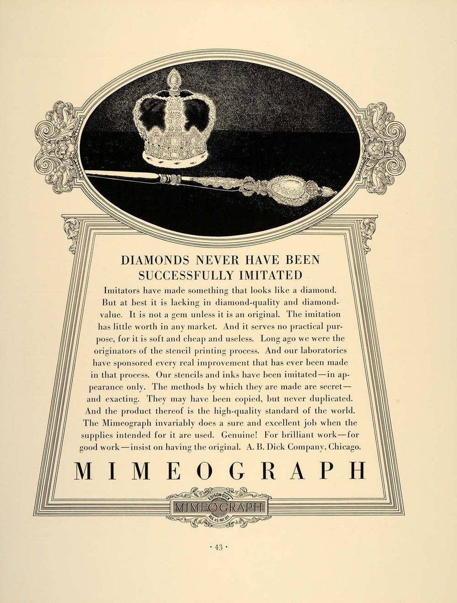 1937 Ad Mimeograph Machine AB Dick Copier Crown Scepter - ORIGINAL FT8 ...