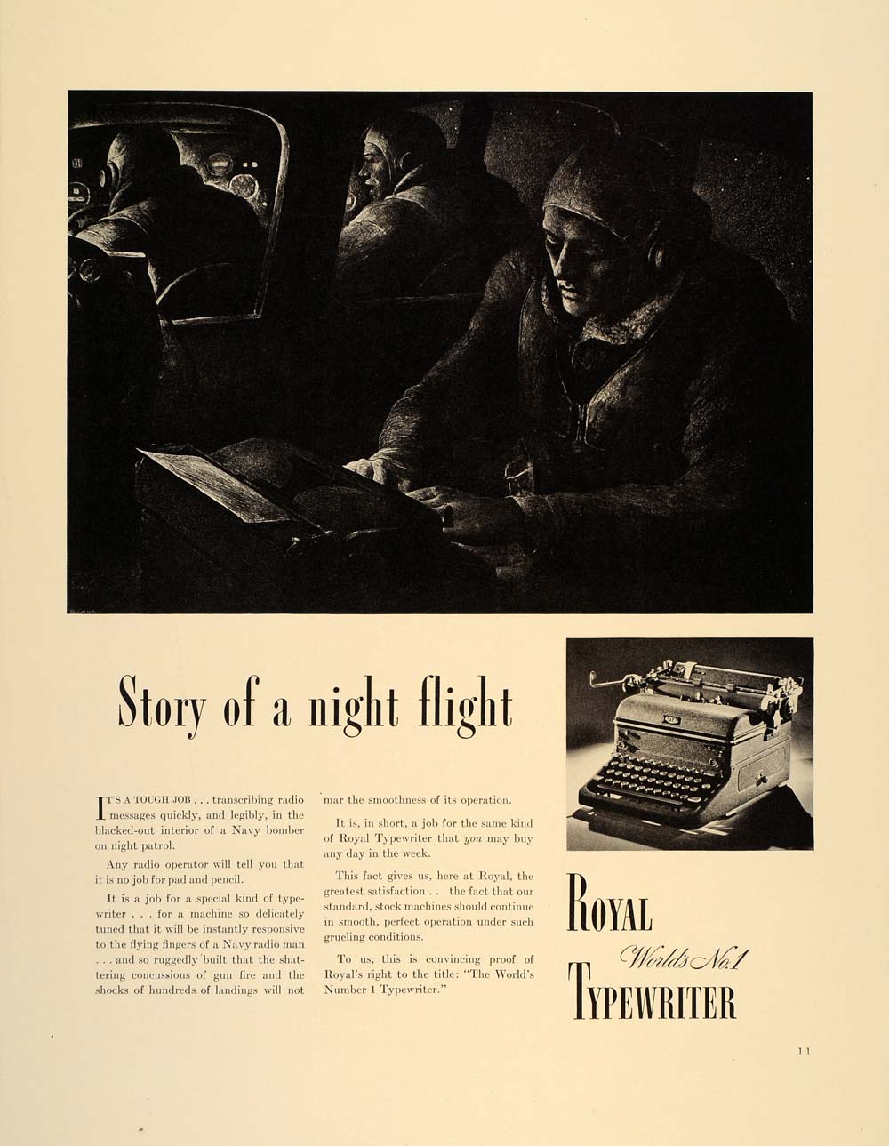 1941 Ad Royal Typewriter Navy Bomber Radioman WW2 Pilot - ORIGINAL FT8 ...