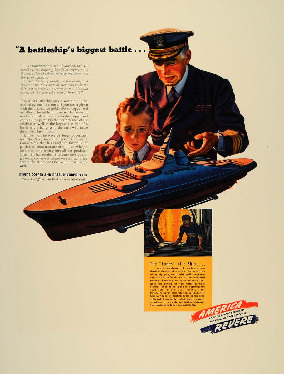 1941 Ad Revere Copper Brass Battleship Officer Child - ORIGINAL ADVERT ...