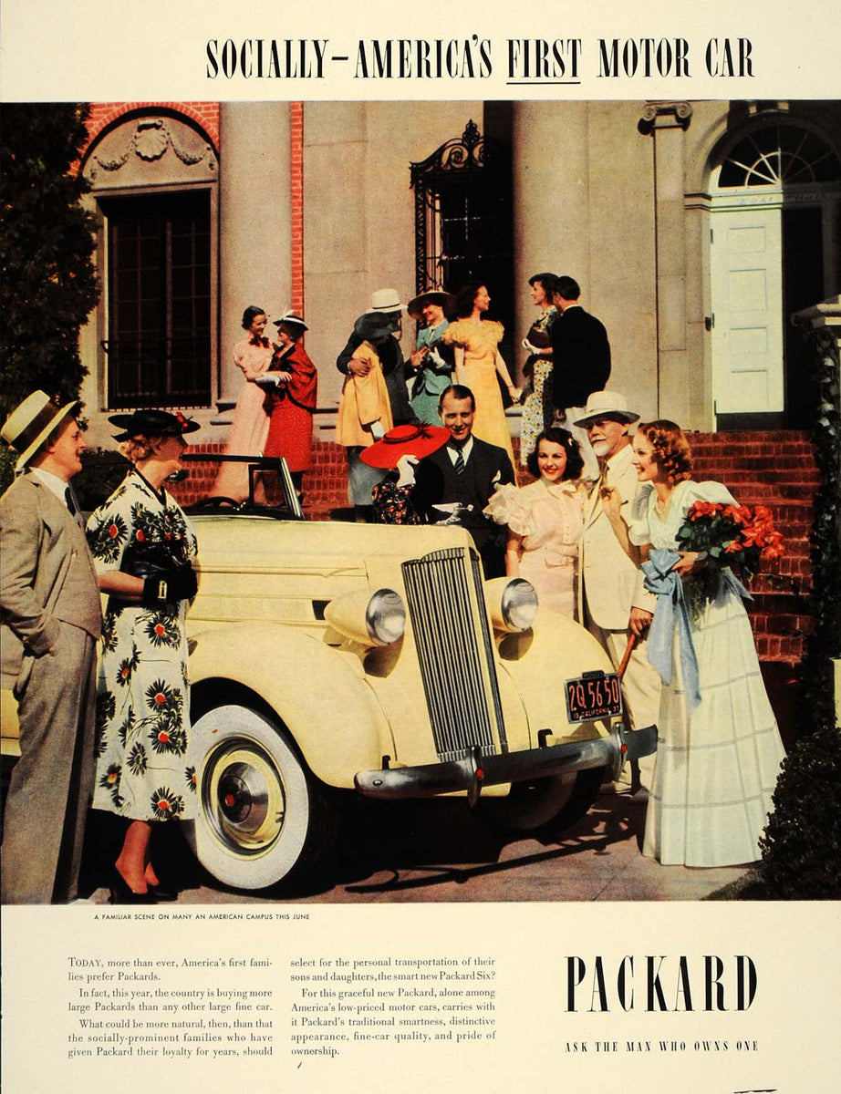 1937 Ad Packard Six Car Yellow Convertible Campus Girls - ORIGINAL FT8 – Period Paper Historic ...
