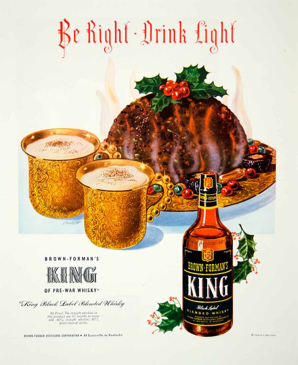 1946 Ad King Black Label Blended Whiskey Ham Mug Brown Forman Holiday ...