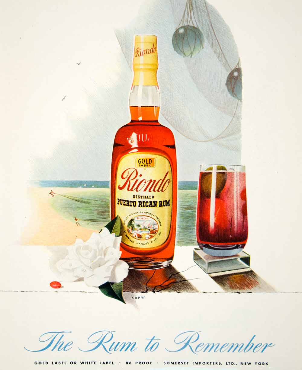 1946 Ad Riondo Puerto Rico Rum Alcohol Beverage Drink Beach Kapra New ...