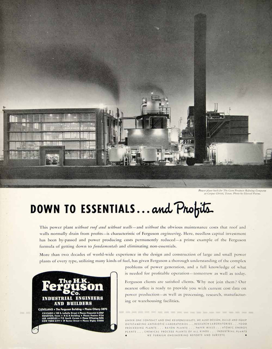 1949 Ad Ferguson Industrial Engineers Builders Power Plant Refining Fa ...