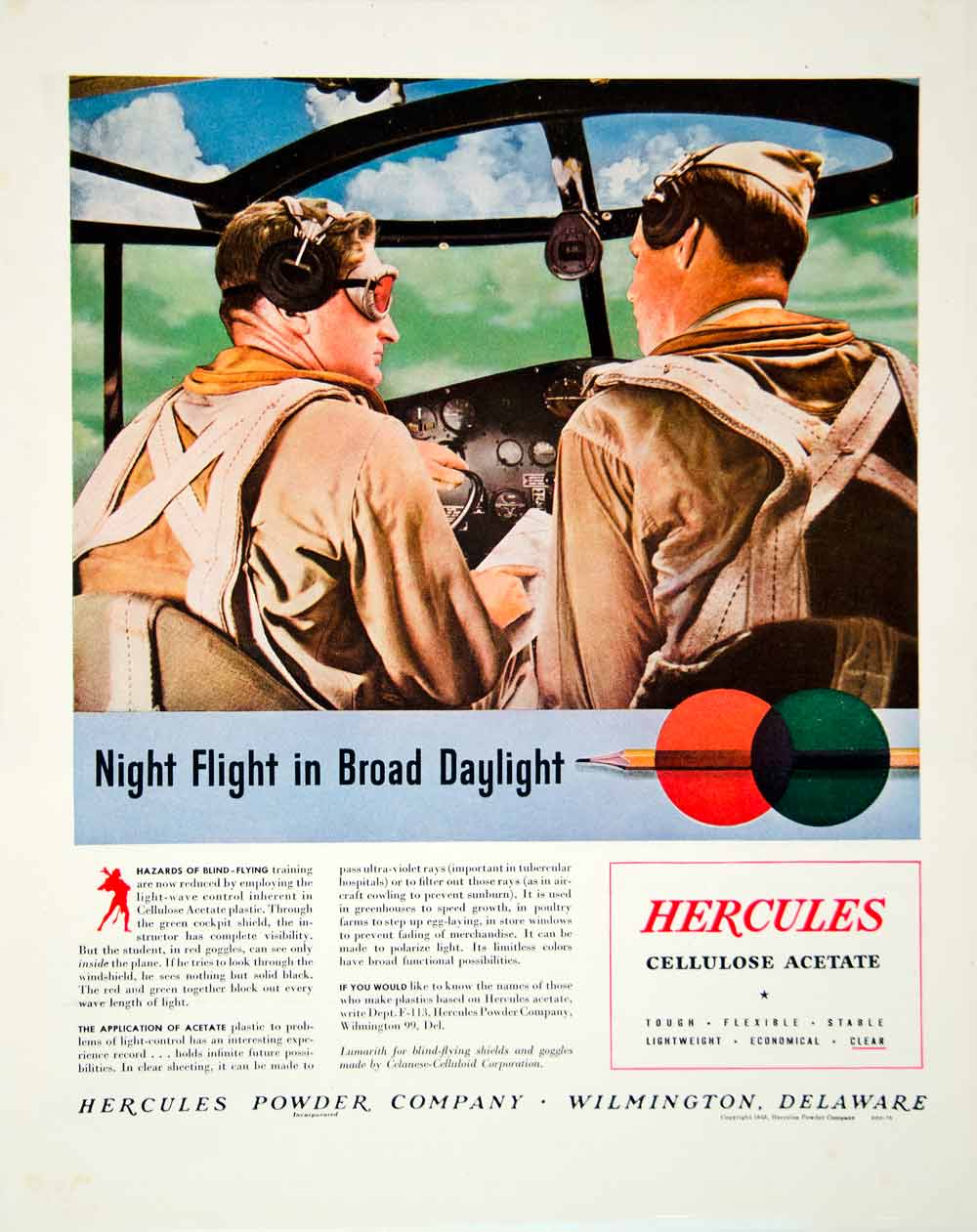 1943 Ad Blind Flying Training Cockpit World War II Cellulose Acetate F ...