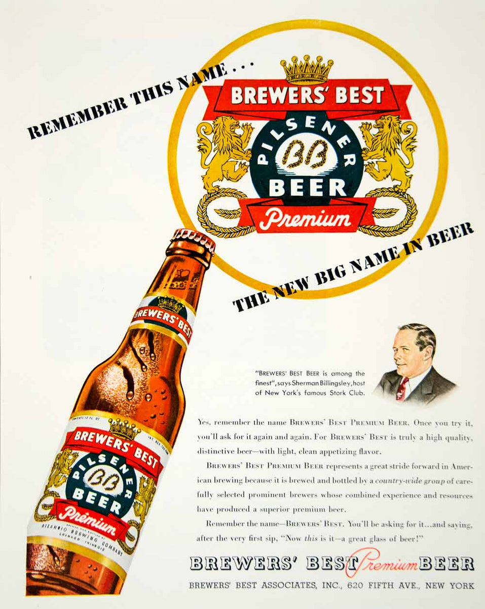 1947 Ad Brewers Best Pilsner Beer New York Bottle Alcohol Drink Bevera ...