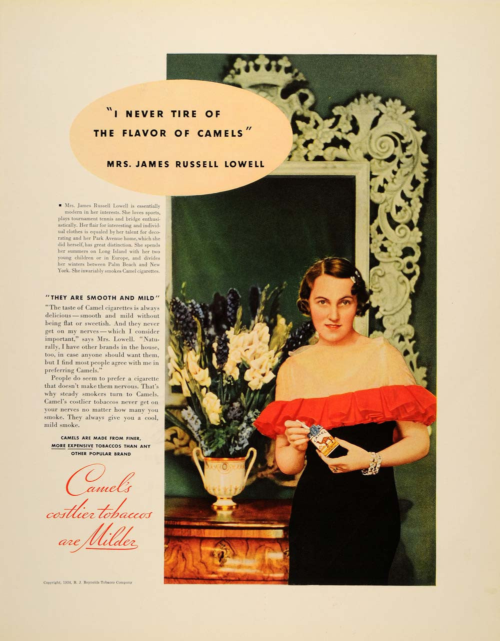 1934 Ad James Russell Lowell Camel Cigarettes Pack - ORIGINAL ADVERTIS ...