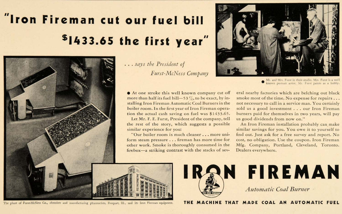 1934 Ad Iron Fireman Automatic Coal Burner Fuel Mills - ORIGINAL FTT9 ...