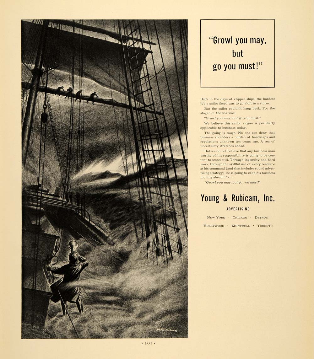 1938 Ad Young Rubicam Advertising Growl Sailor Ship - ORIGINAL ADVERTI ...