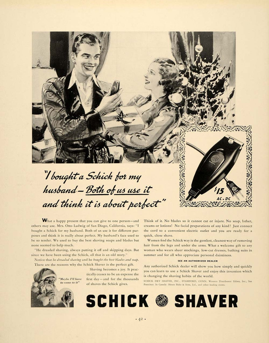 1937 Ad Schick Shaver Razor Blade Hygiene Stamford - ORIGINAL ADVERTIS ...