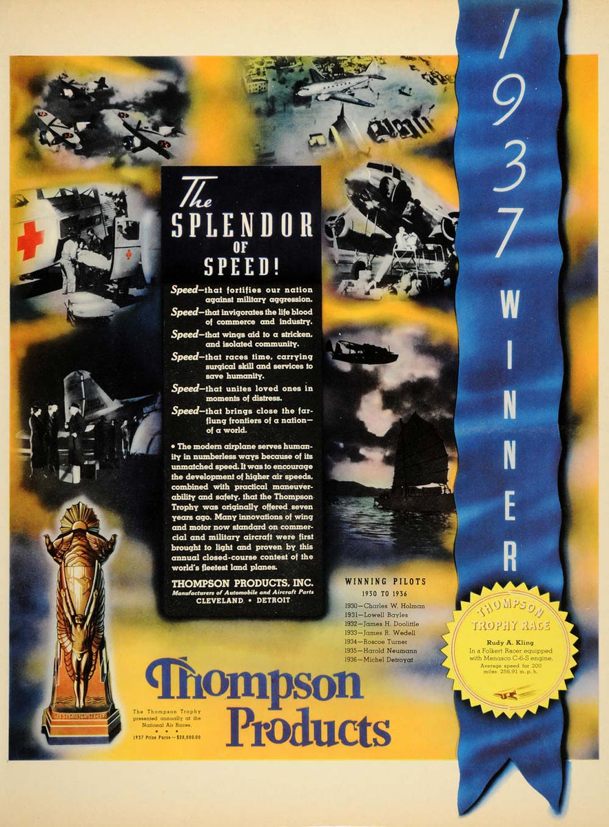 1937 Ad Thompson Products Pilots Aviation Airplanes - ORIGINAL ADVERTI ...