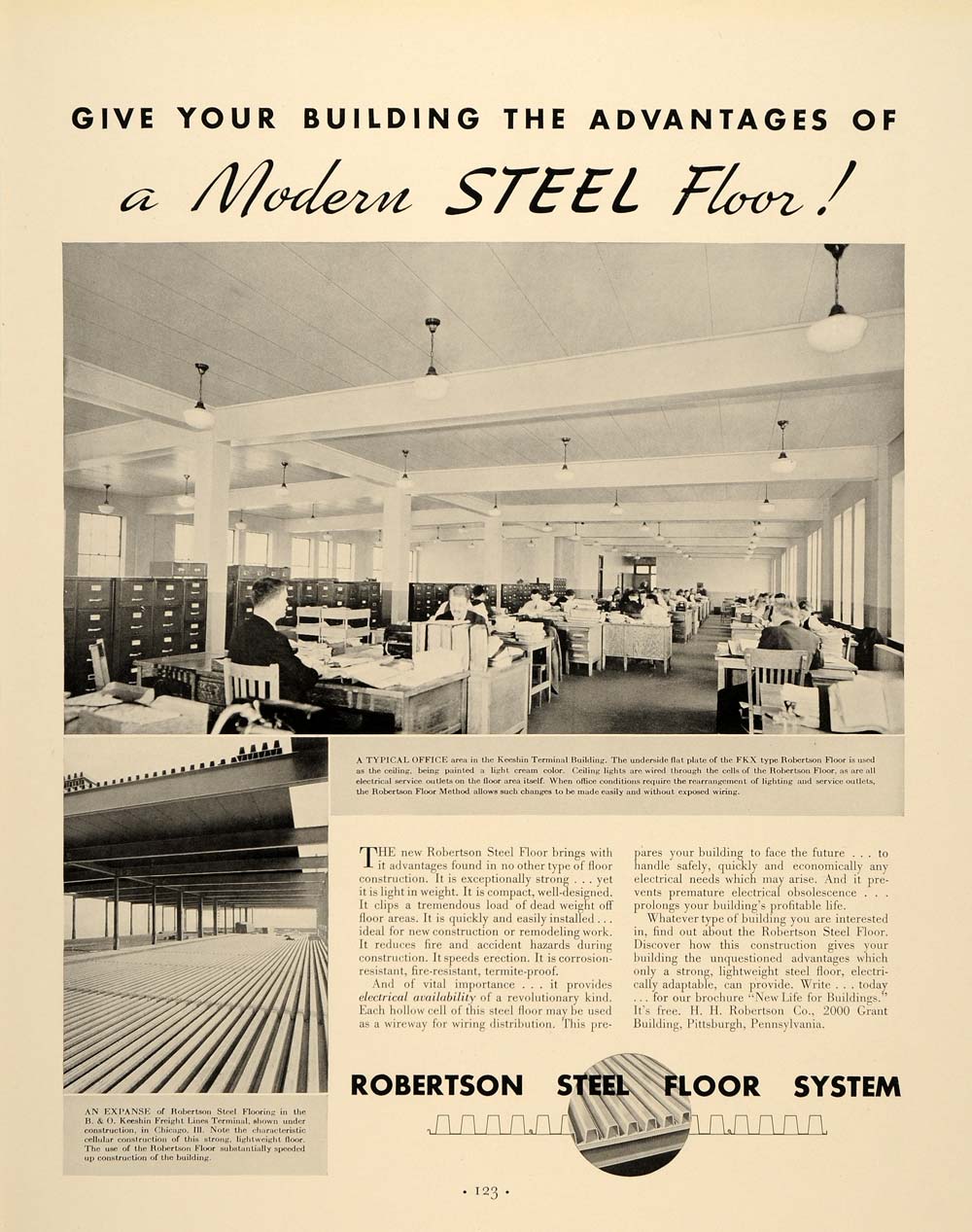 1937 Ad Robertson Steel Floor System Keeshin Terminal - ORIGINAL FTT9 ...