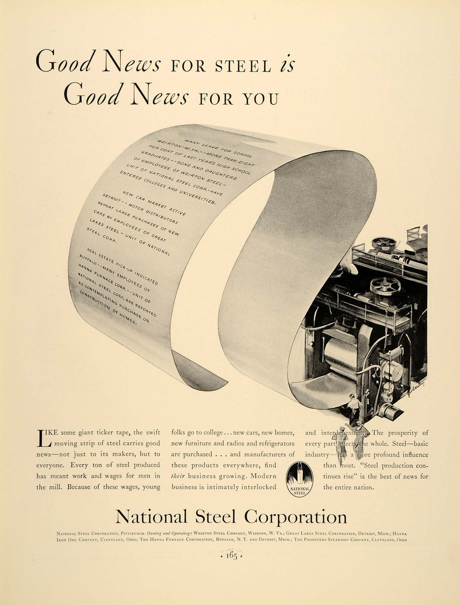 1937 Ad Steel Ticker Tape Industrial Industry Business - ORIGINAL FTT9 ...