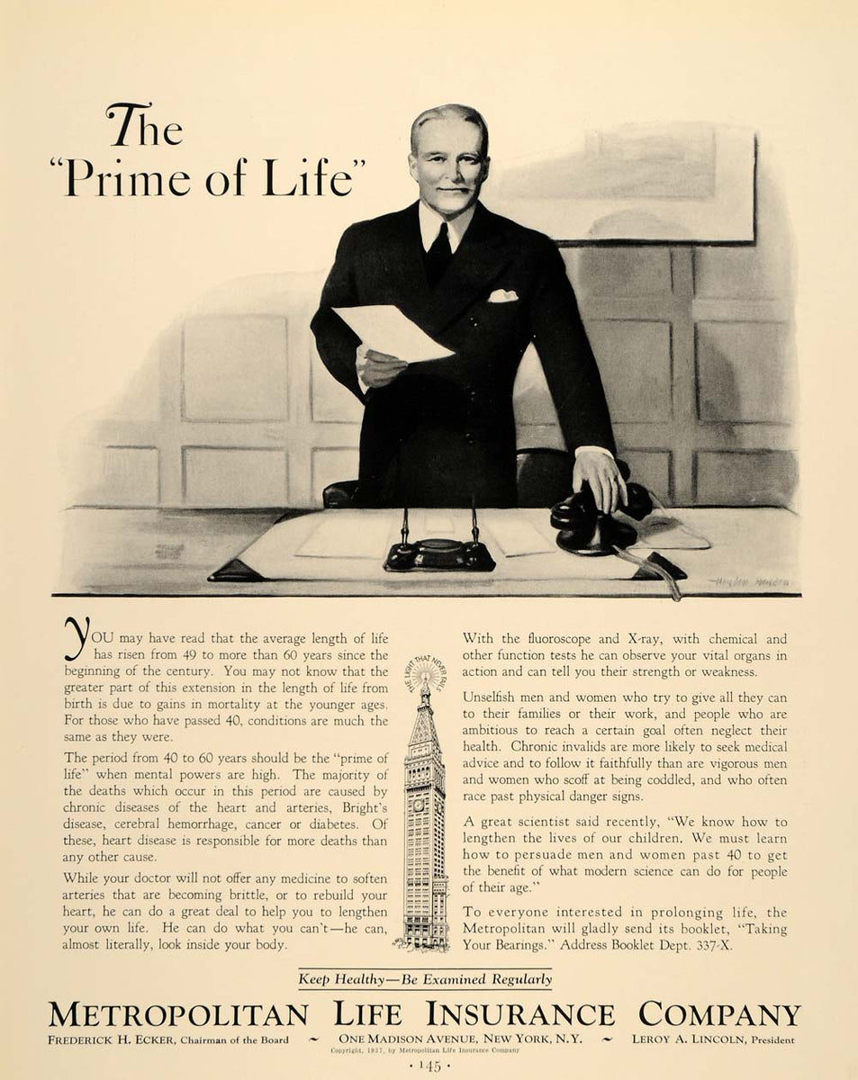 1937 Ad Metropolitan Life Insurance Businessman Desk - ORIGINAL ADVERT ...