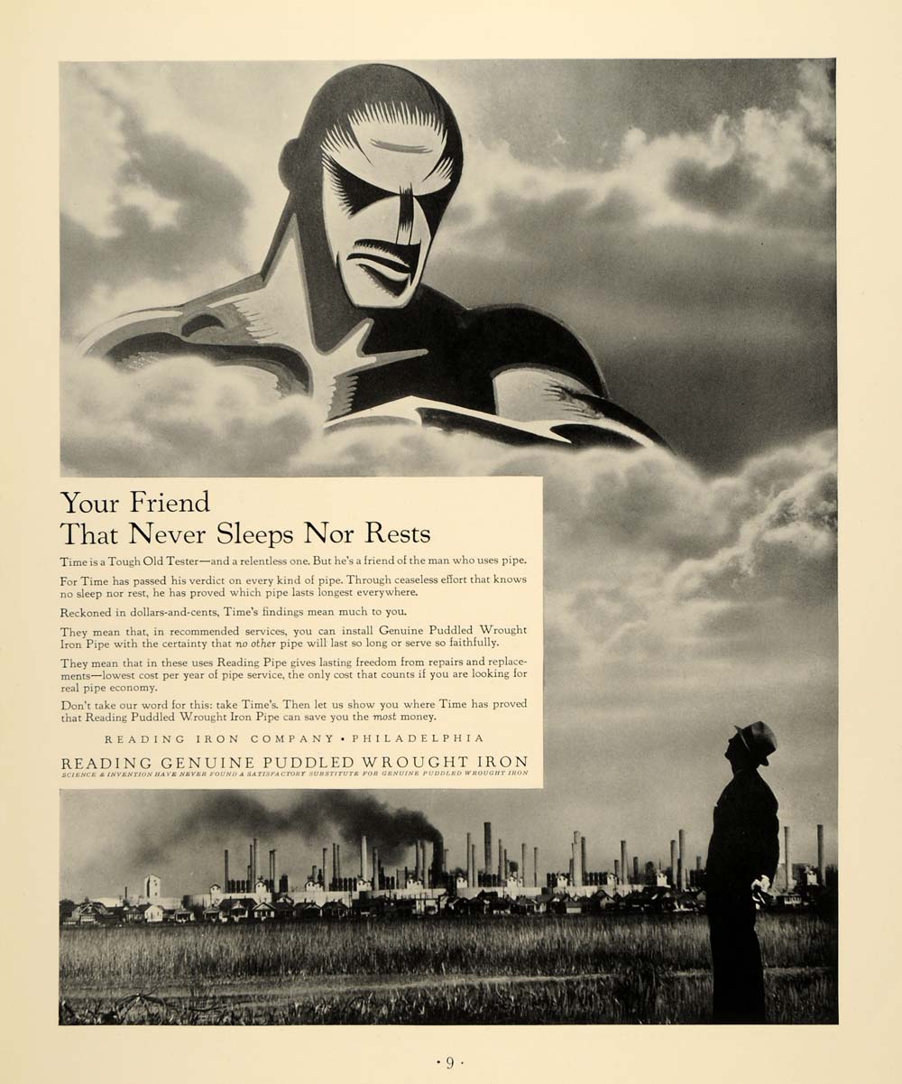 1934 Ad Reading Genuine Puddled Wrought Iron Philly - ORIGINAL ADVERTI ...
