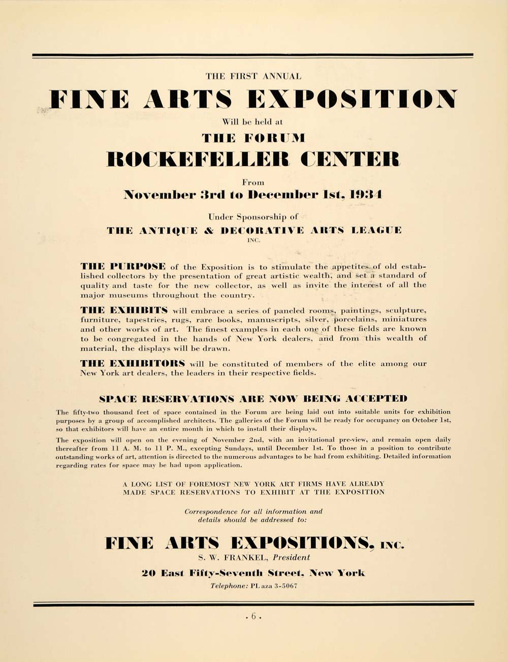1934 Ad Rockefeller Center Fine Arts Exposition Antique - ORIGINAL FTT ...