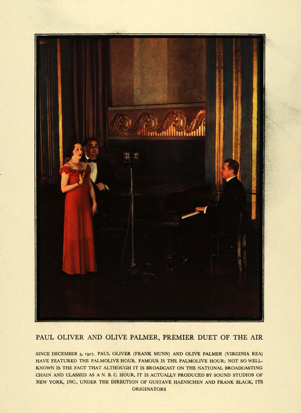 1930 Print Frank Munn Palmolive Virginia Rea Duet Hour Radio Broadcast ...