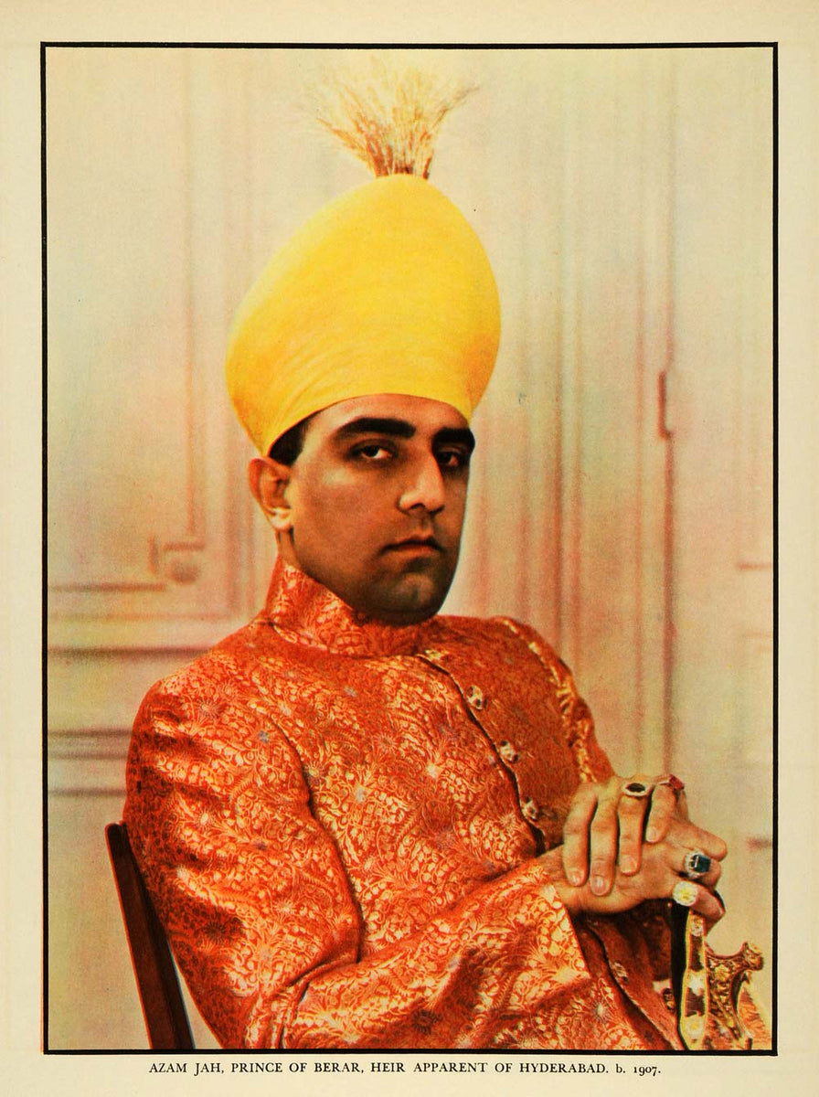 1937 Print India Azam Jah Prince Berar Portrait Royalty Costume Fashio ...