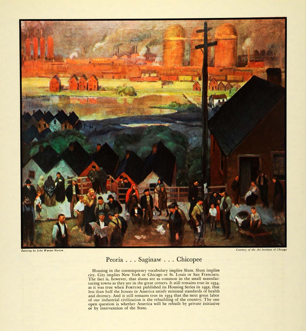 1934 Print Peoria Saginaw Chicopee Missouri Village Housing Slum Norto ...