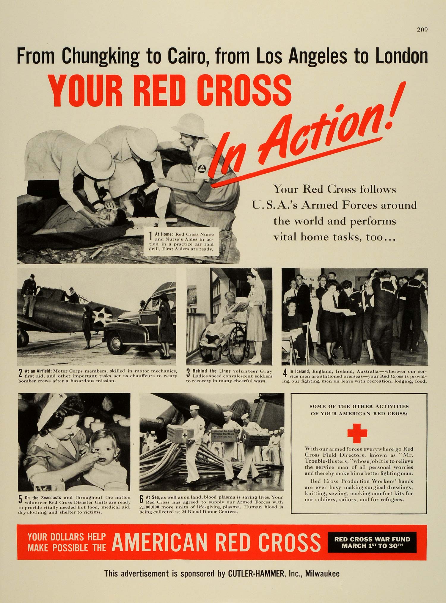 1943 Ad WWII Military Armed Forces American Red Cross Nurses Medical F ...