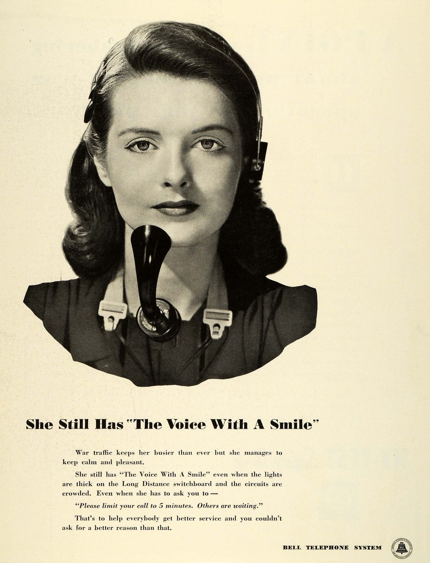 1943 Ad Bell Telephone Operator Utilities WWII War Military Communicat ...