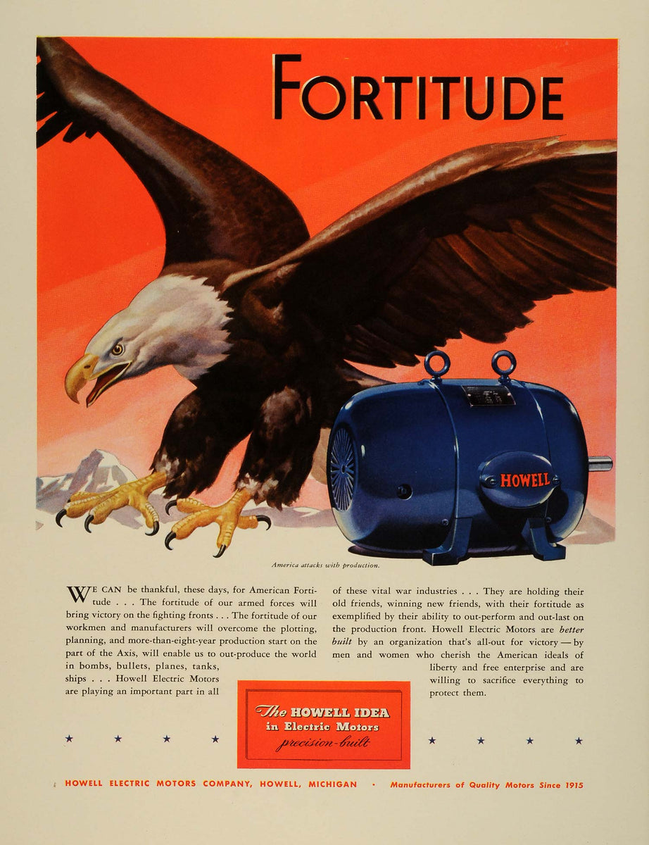 1942 Ad Howell Electric Motors WWII War Production Plants Bald Eagle F ...