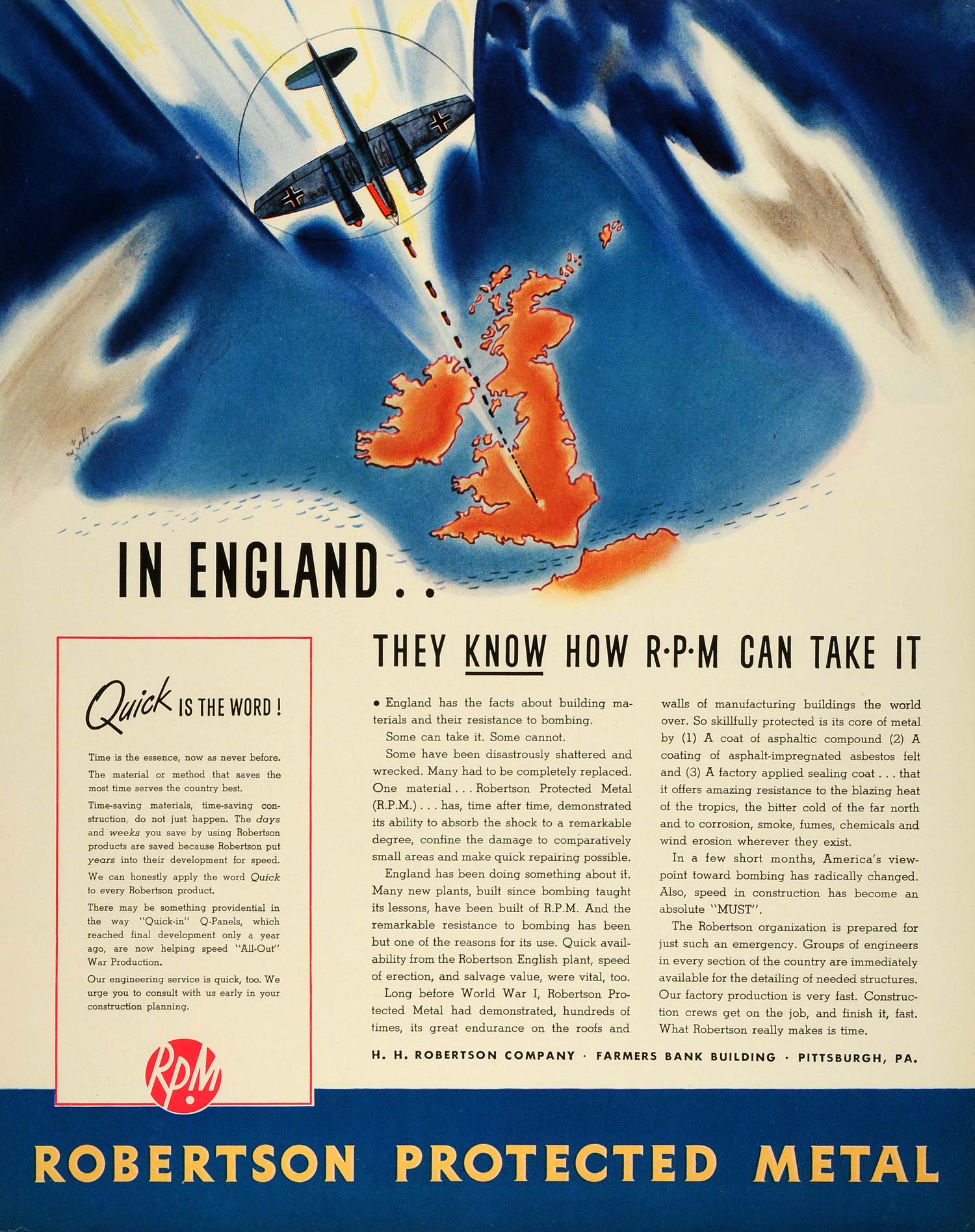 1942 Ad Robertson Protected Metal RPM WWII War Production Military Air ...