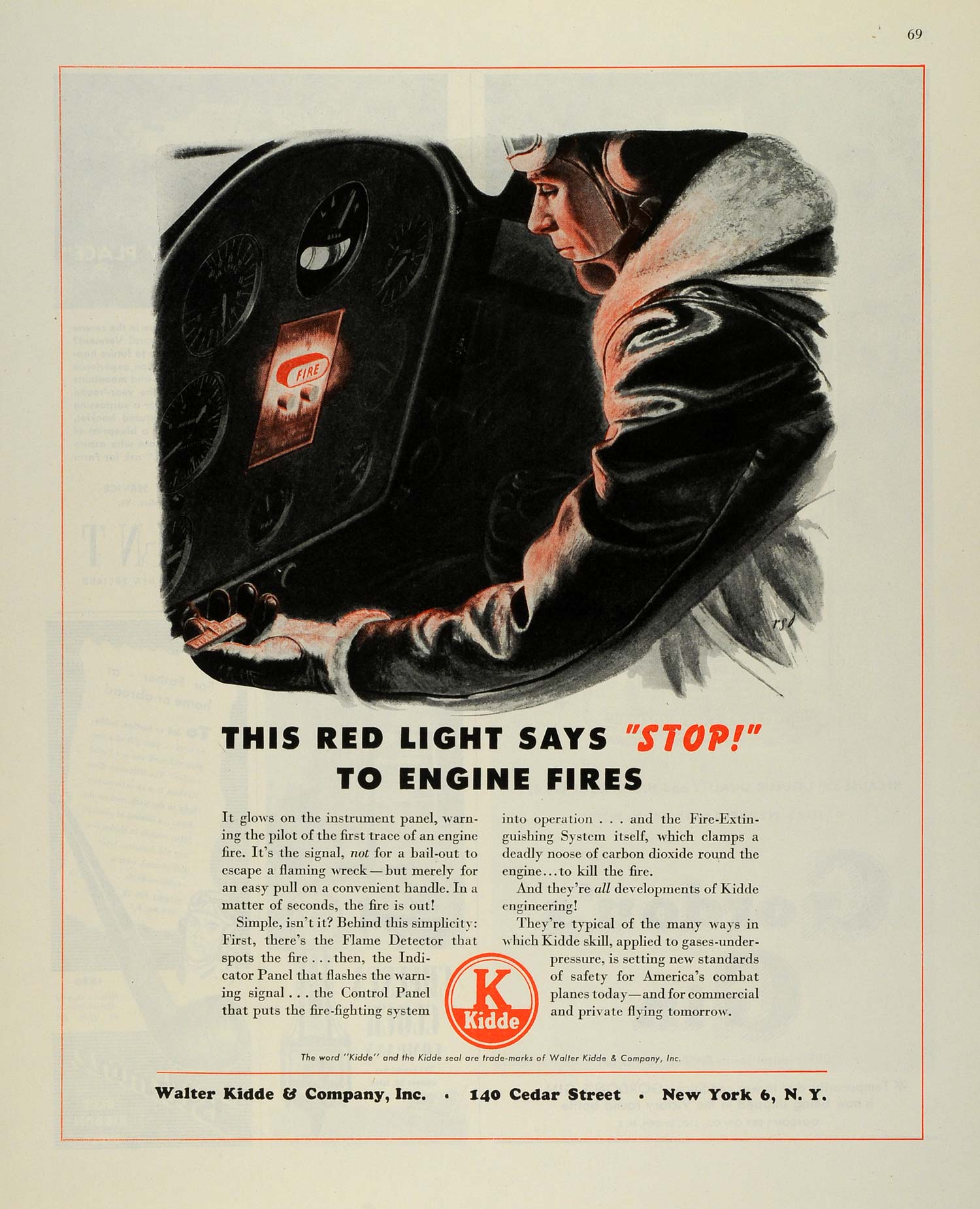 1945 Ad Walter Kidde & NY Fire Pilot Instrumental Control Panel Flame ...