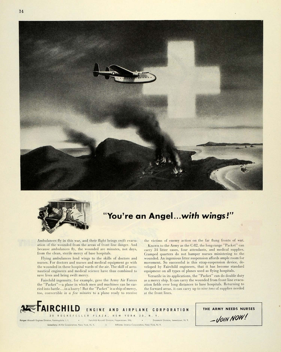 1945 Ad Fairchild Engine & Airplane Corp C-82 Packet Twin-boom Cargo F ...
