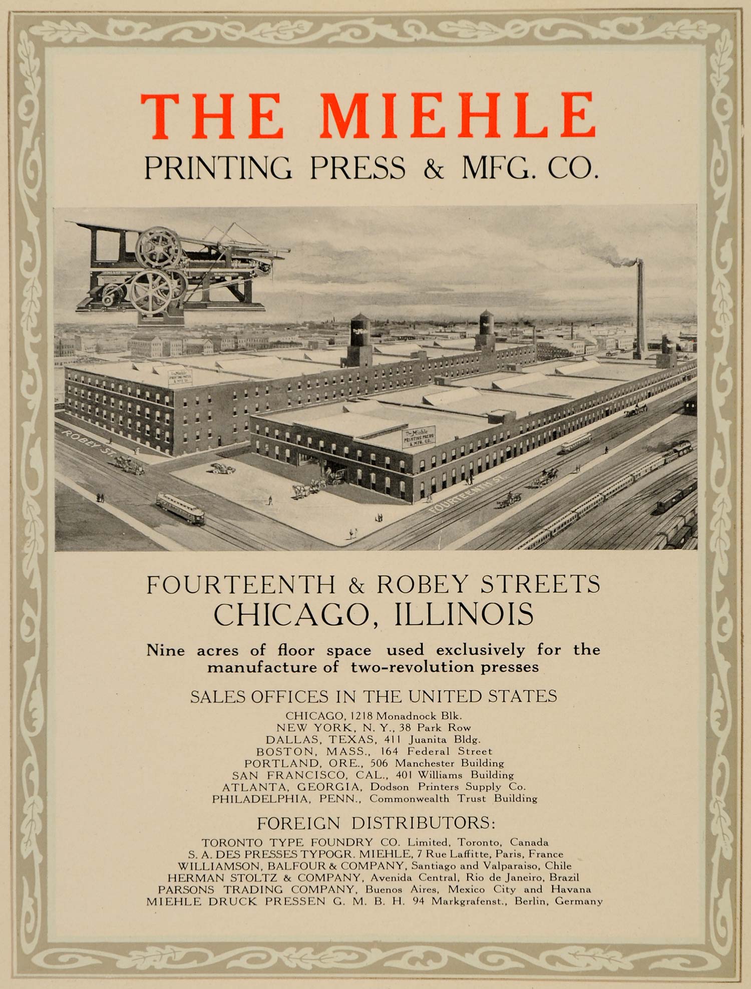 1913 Ad Miehle Printing Press Company Factory Chicago - ORIGINAL GAC1 ...