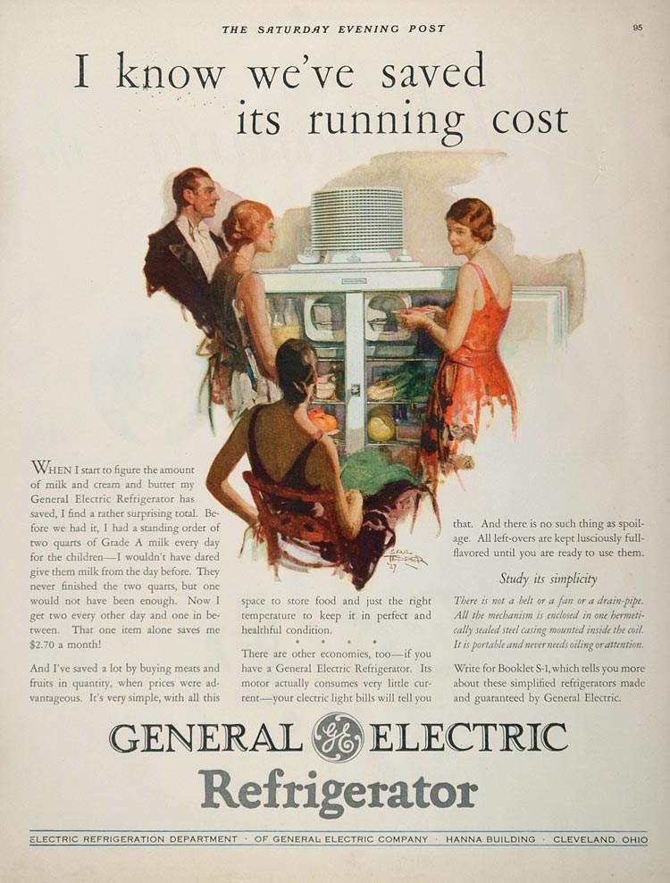 1928 Print Ad GE Refrigerator Fridge Saul Tepper FN/VG - ORIGINAL ADVE ...