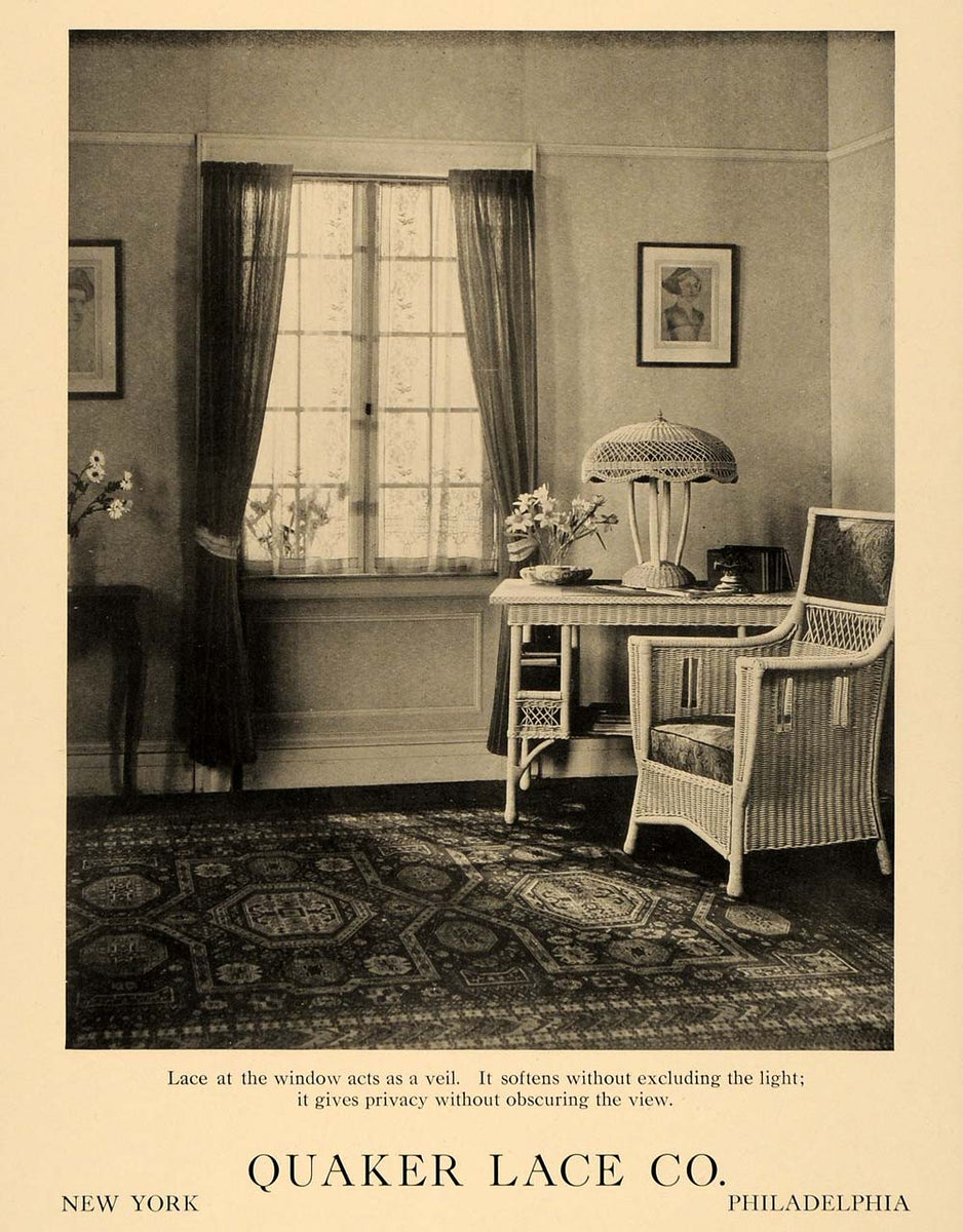 1919 Ad Quaker Lace Curtains Sitting Room Wicker Chair - ORIGINAL GF1 ...