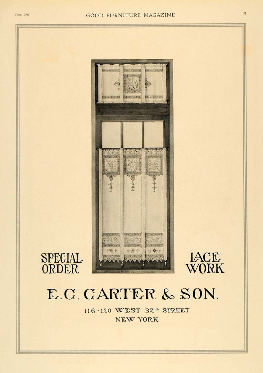 1918 Ad E C Carter & Son Lace Work Window Treatments - ORIGINAL ADVERT ...