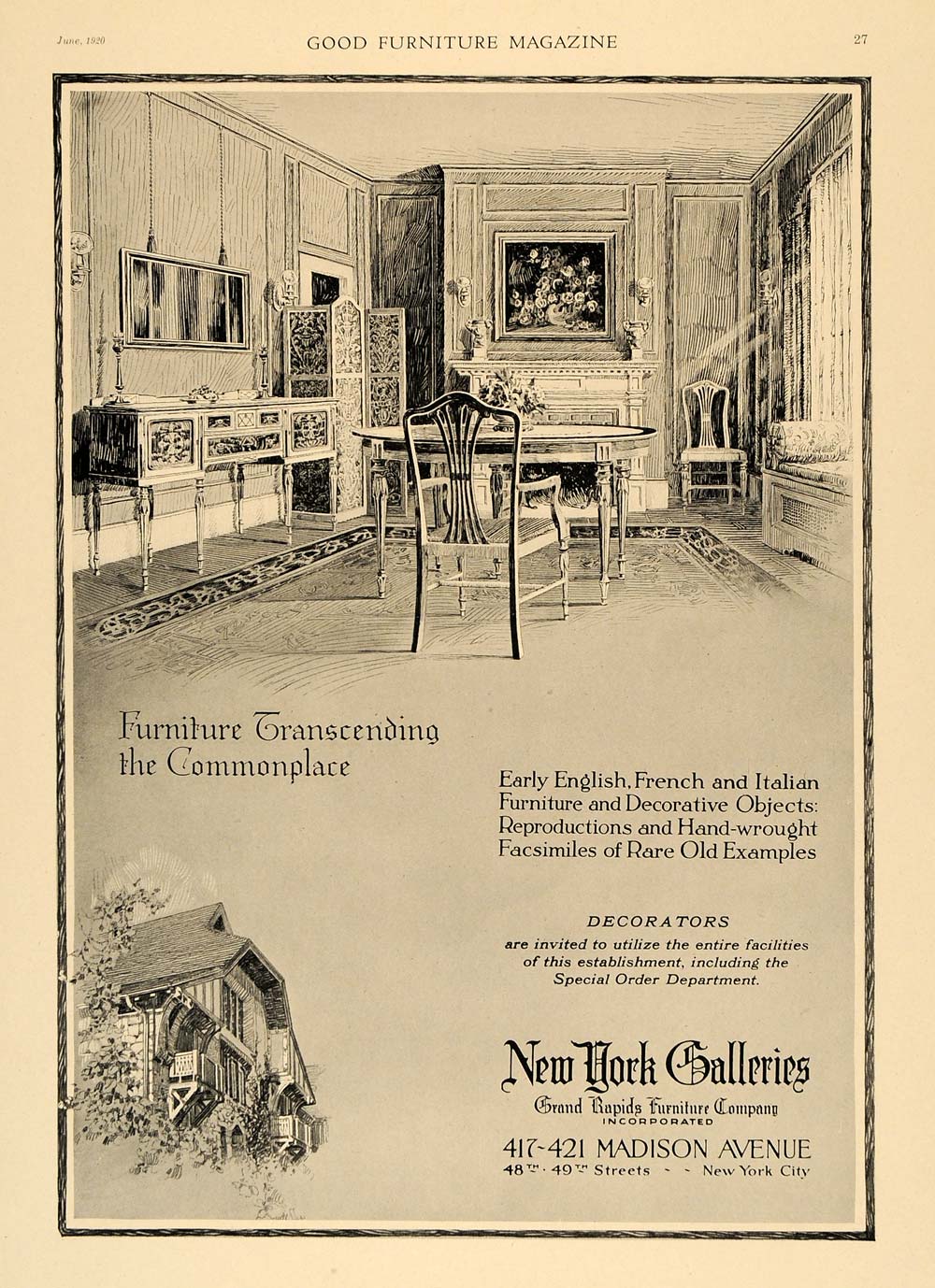1920 Ad Grand Rapids Furniture New York Galleries Decor - ORIGINAL GF1 ...