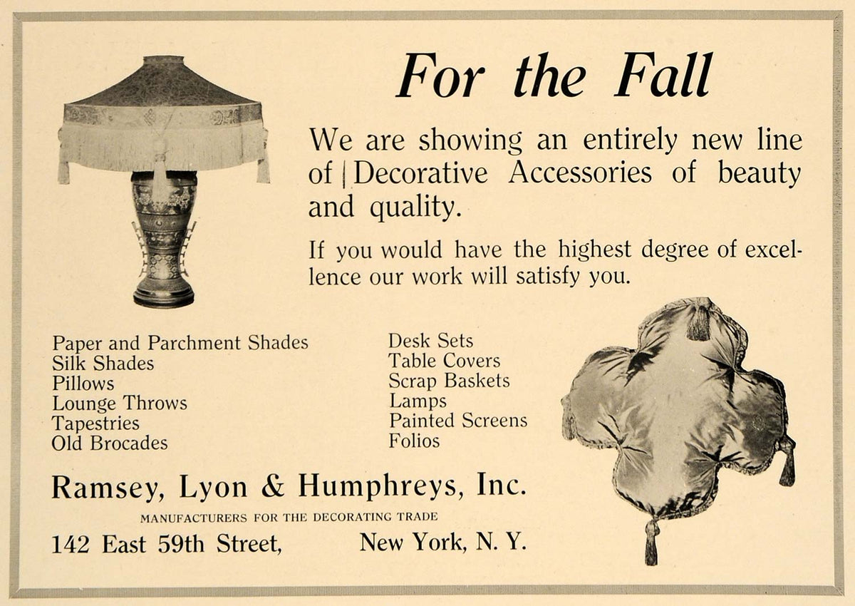 1919 Ad Ramsey Lyon Humphreys Decorative Home Pieces - ORIGINAL ADVERT ...