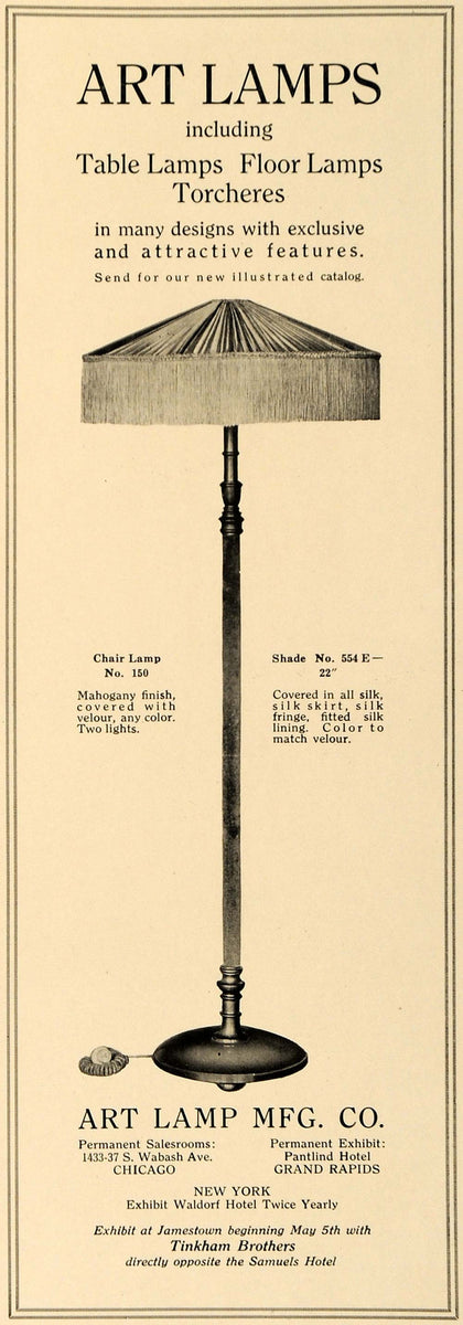 1919 Ad Art Lamp Manufacturing Floor Lamps Torcheres - ORIGINAL ADVERT ...