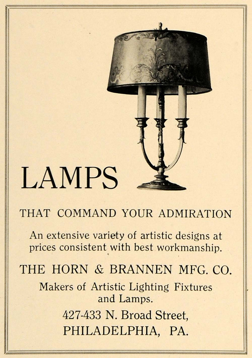 1918 Ad Horn & Brannen Mfg. Co. Lamps Lighting Decor - ORIGINAL ADVERT ...