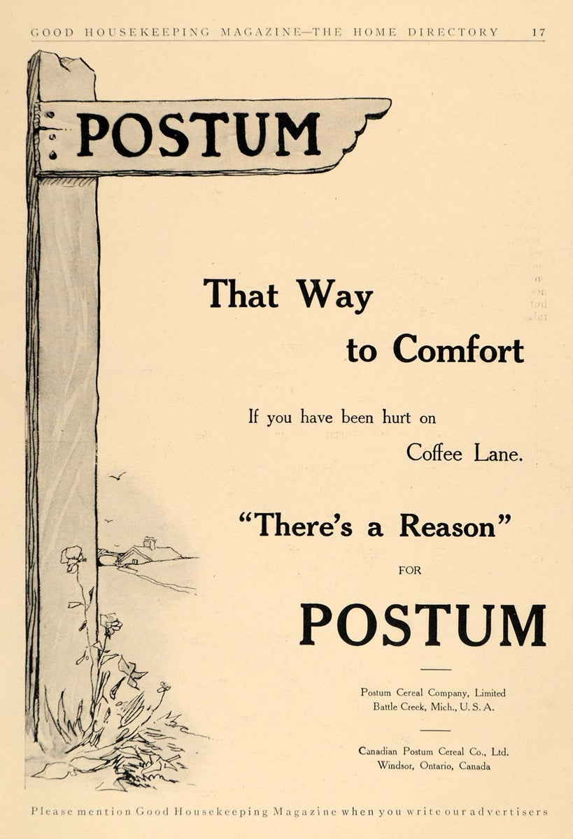 1911 Ad Canadian Postum Cereal Caffeine-Free Beverage - ORIGINAL ADVER ...
