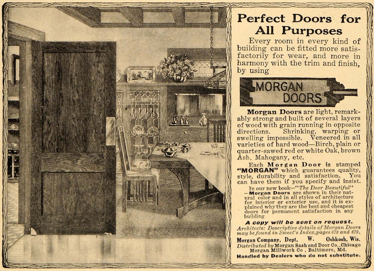 1910 Ad Morgan Doors Wood Birch White Oak Dinning Room - ORIGINAL GH2 ...