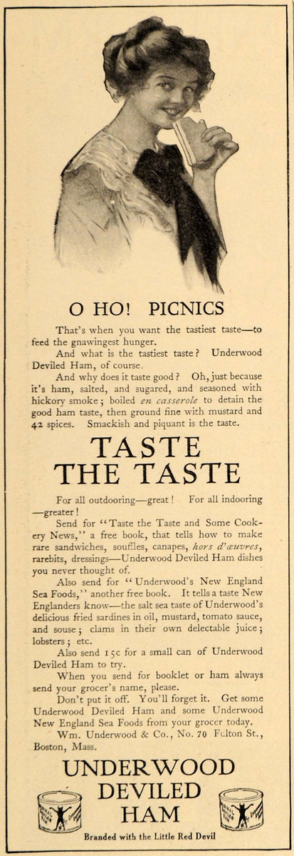 1910 Ad Wm. Underwood & Co. Deviled Ham Canned Food - ORIGINAL ADVERTI ...